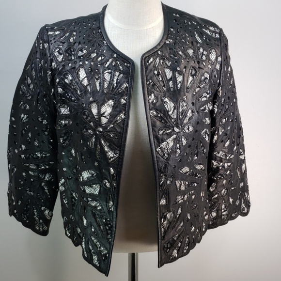Cache | Jackets & Coats | Cache Leather And Lace Jacket Size Small ...